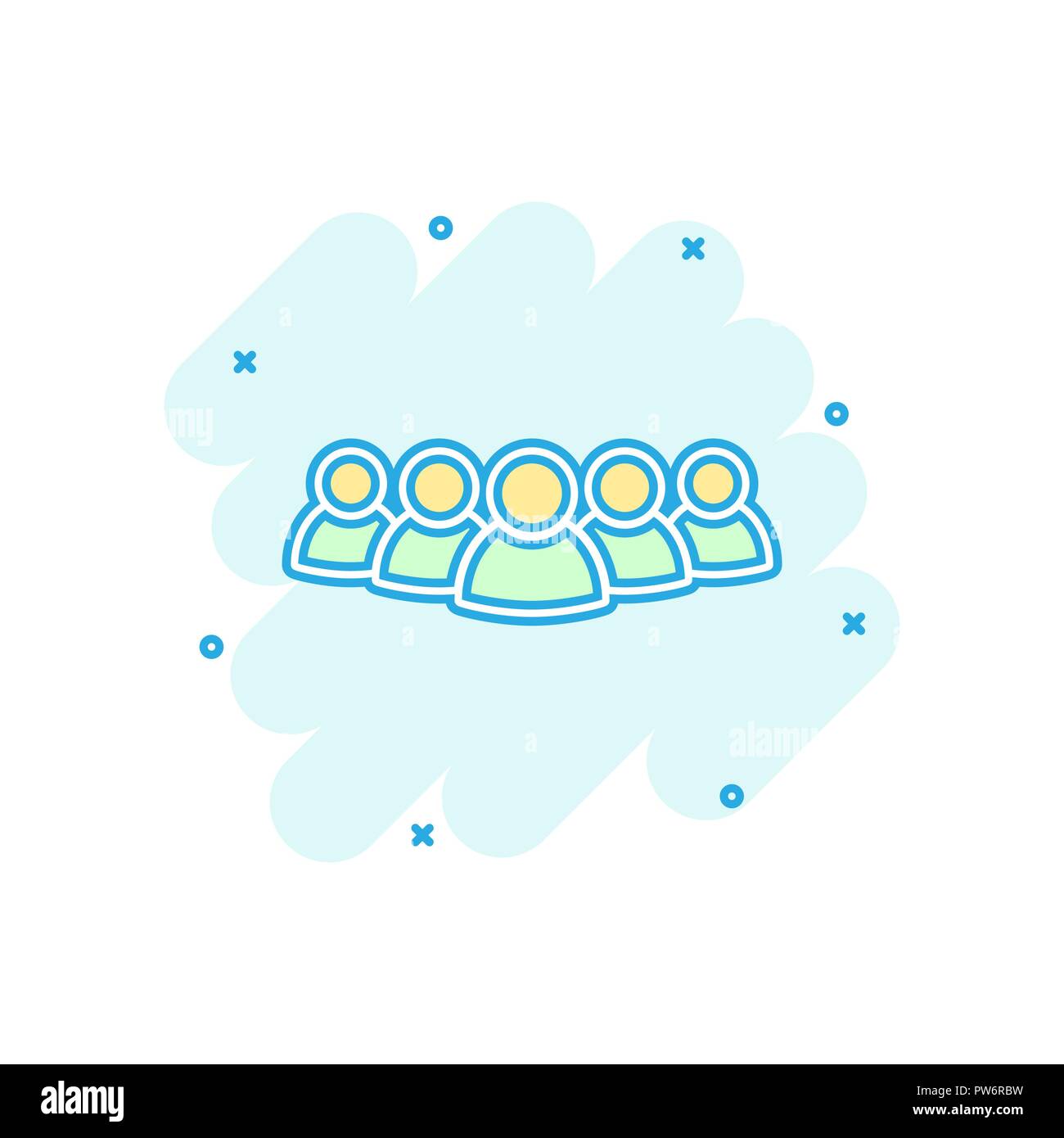 Vector cartoon group of people icon in comic style. Persons sign ...