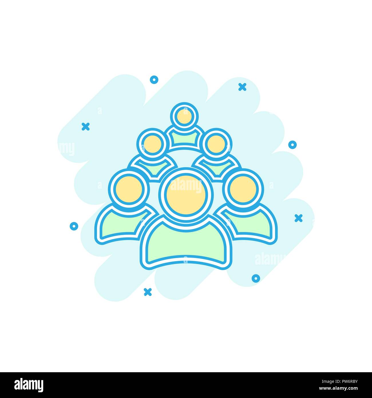 Vector cartoon group of people icon in comic style. Persons sign ...