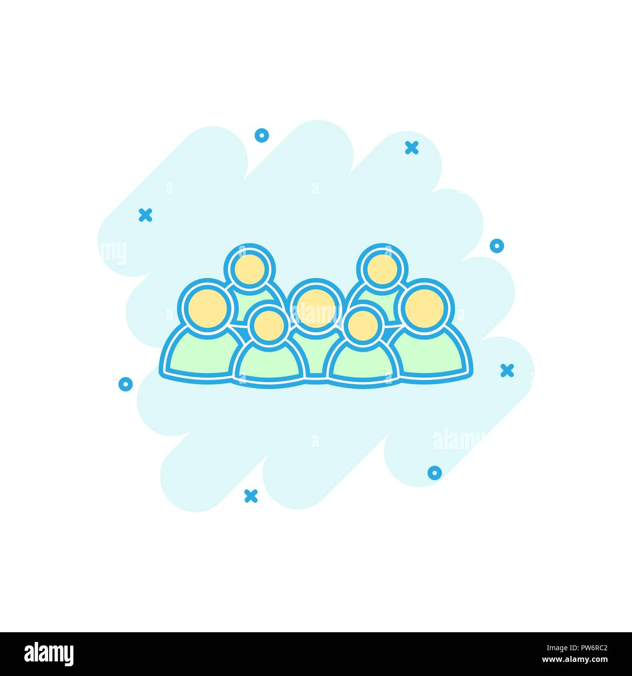 Vector cartoon group of people icon in comic style. Persons sign ...