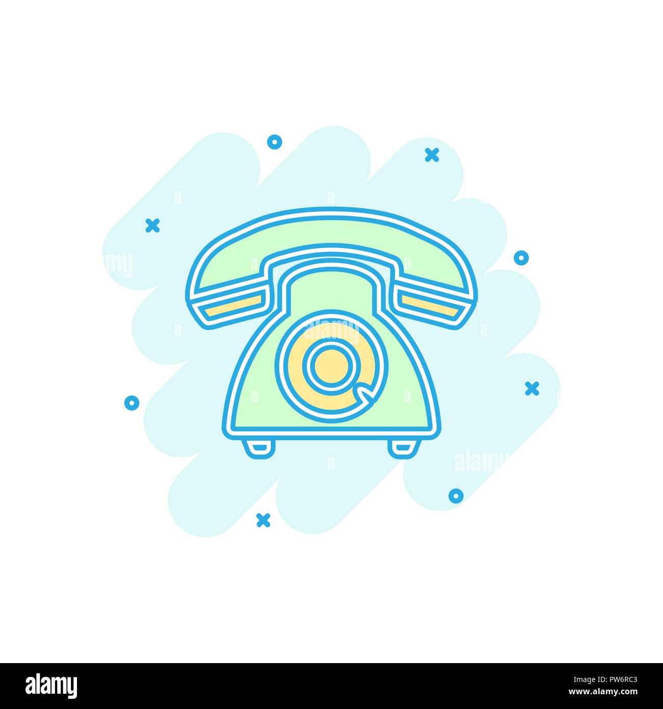 Vector cartoon phone icon in comic style. Telephone sign illustration ...