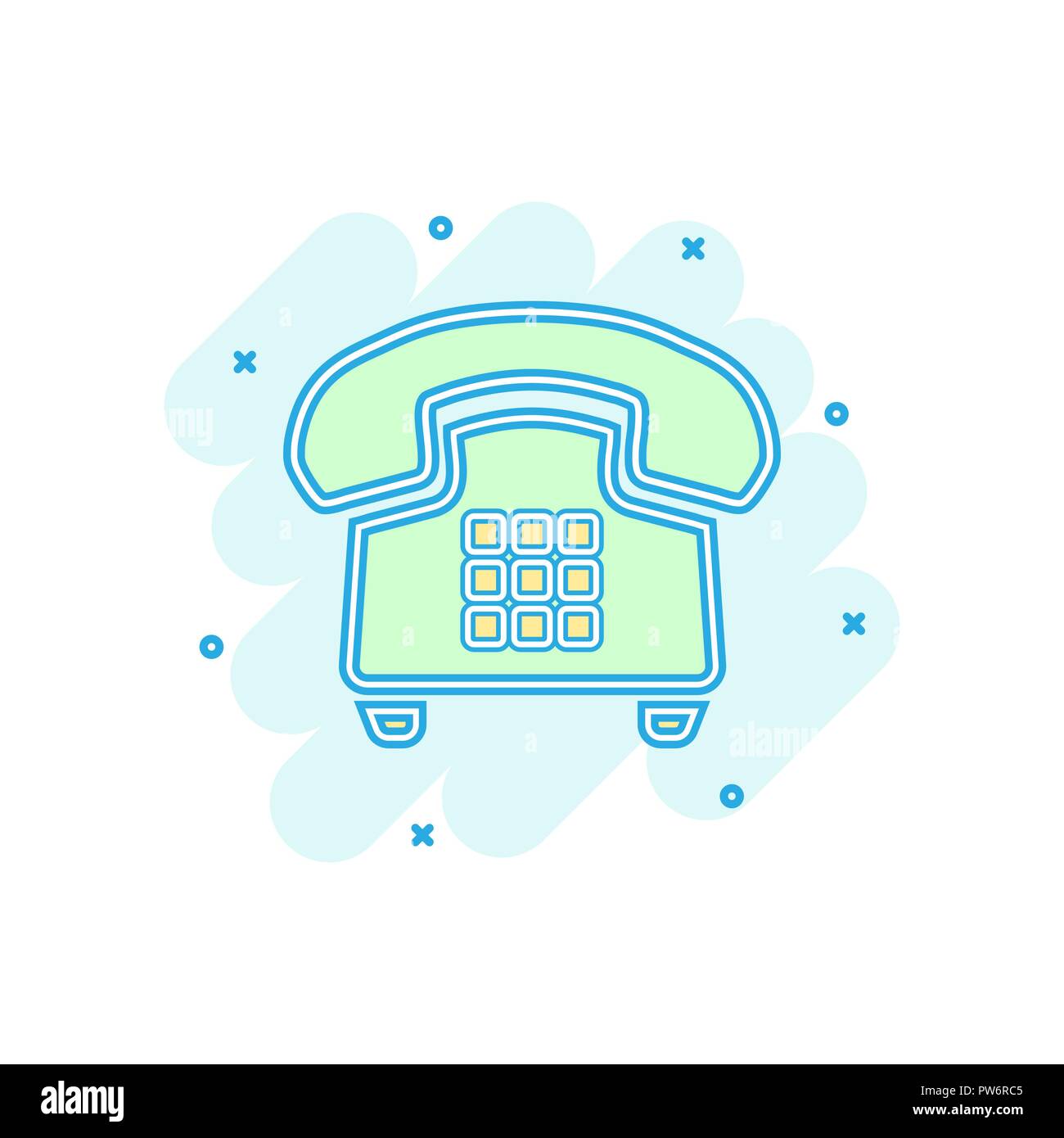 Vector cartoon phone icon in comic style. Telephone sign illustration ...