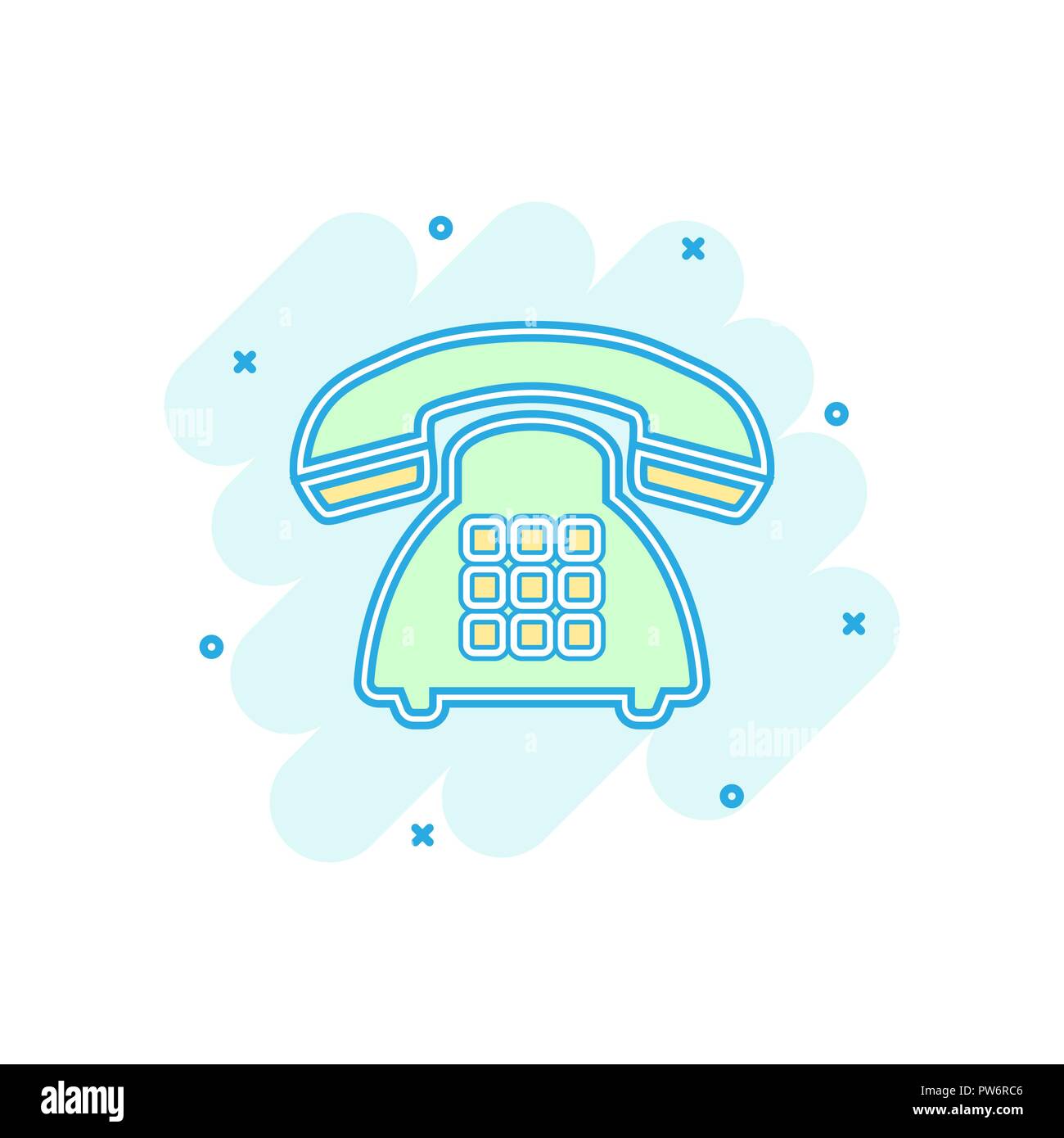 Vector cartoon phone icon in comic style. Telephone sign illustration ...