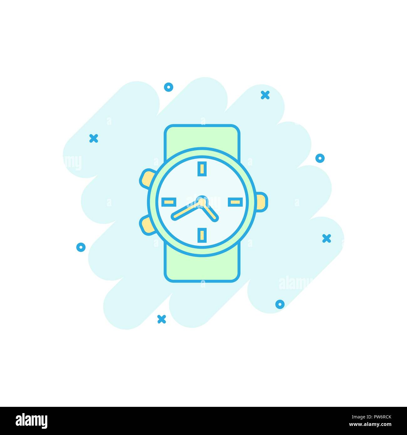 Vector cartoon watch icon in comic style. Clock sign illustration ...