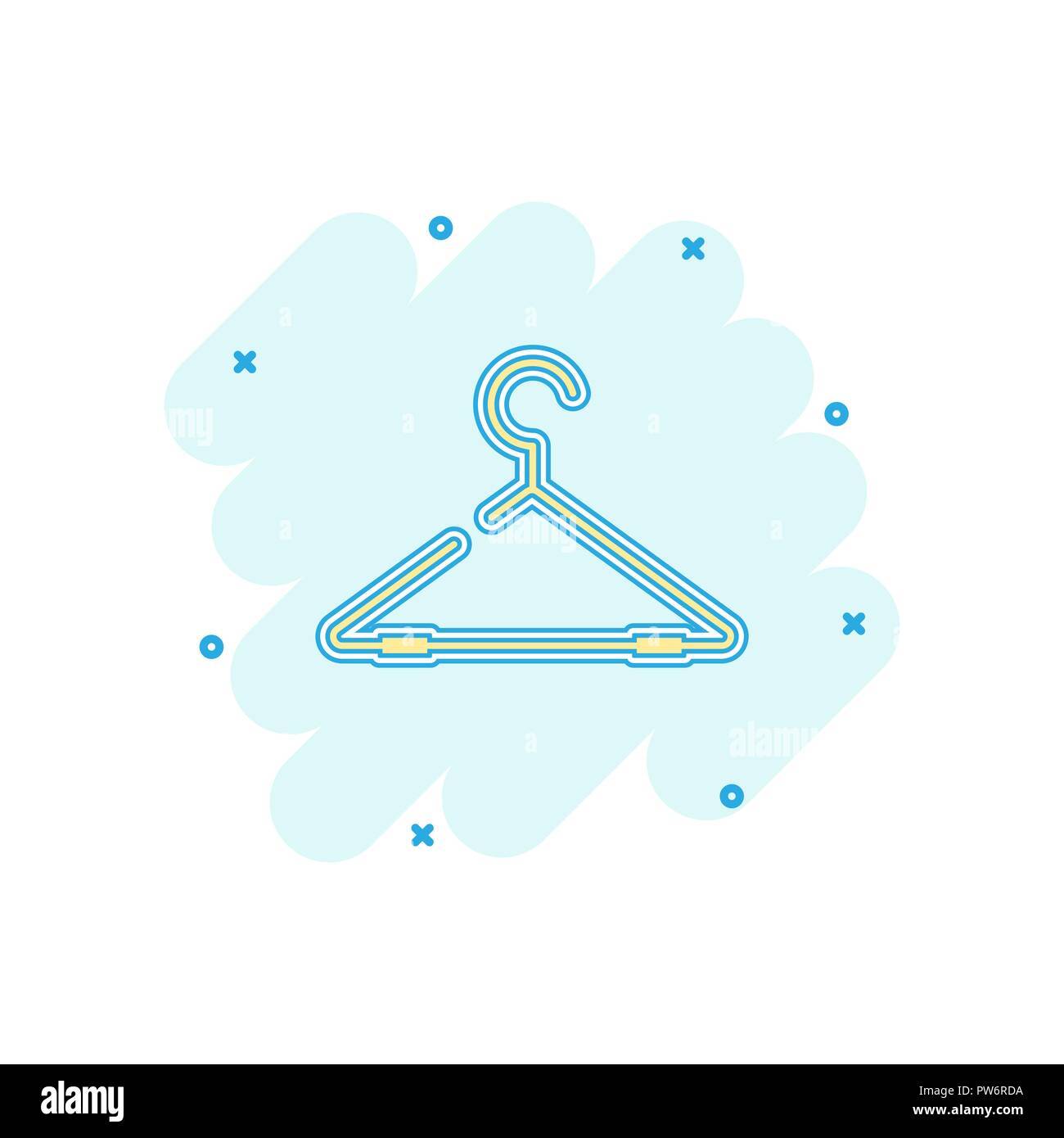 Vector cartoon hanger icon in comic style. Wardrobe hander sign ...