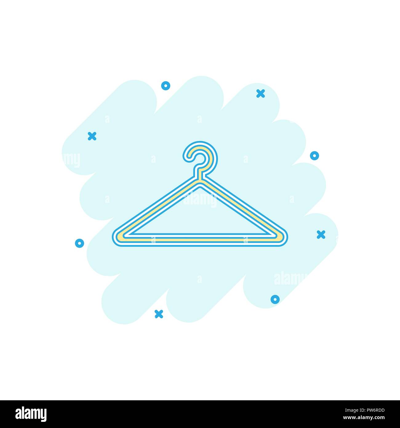 Vector cartoon hanger icon in comic style. Wardrobe hander sign ...