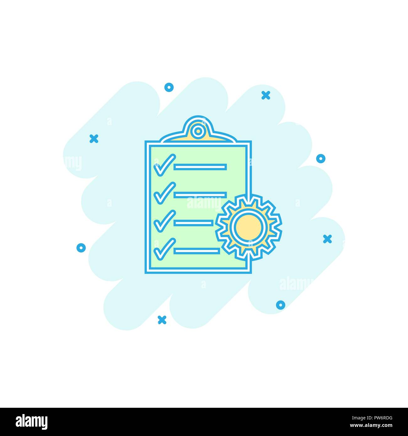 Vector cartoon document icon in comic style. Project management sign ...