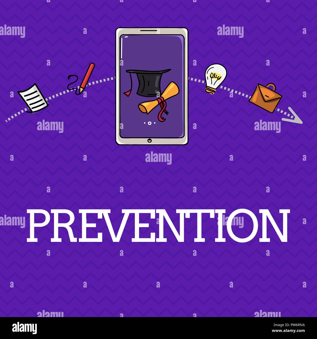 Handwriting text Prevention. Concept meaning Stopping something from ...