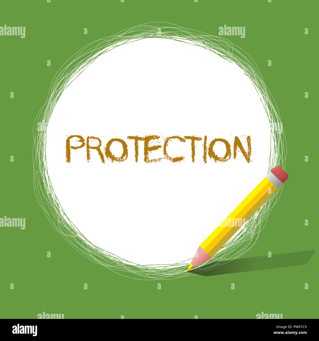 Handwriting text Protection. Concept meaning State of being protected ...