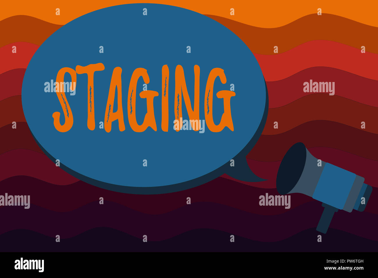 Text sign showing Staging. Conceptual photo Method presenting play or ...