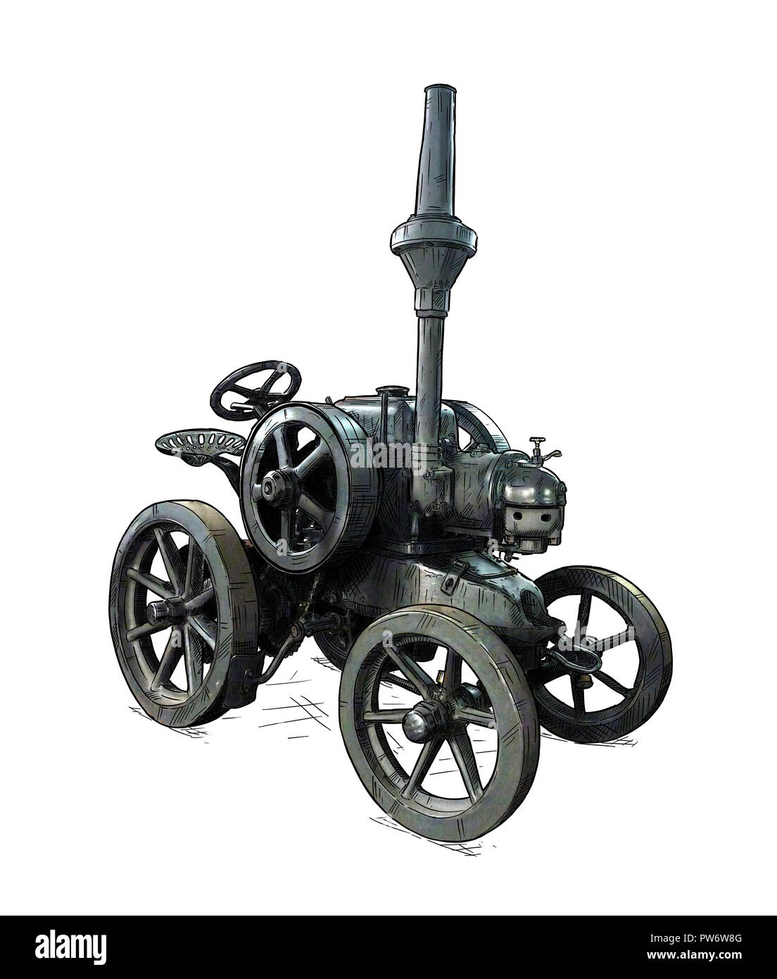 Old tractor illustration hi-res stock photography and images - Alamy