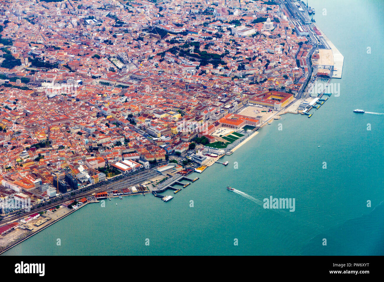 Aerial view of the center of Lisbon, the capital city of Portugal Stock ...