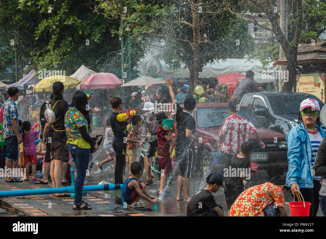 Chiang Rai, Thailand - April 13, 2018 : Songkran festival at Suan Tung ...