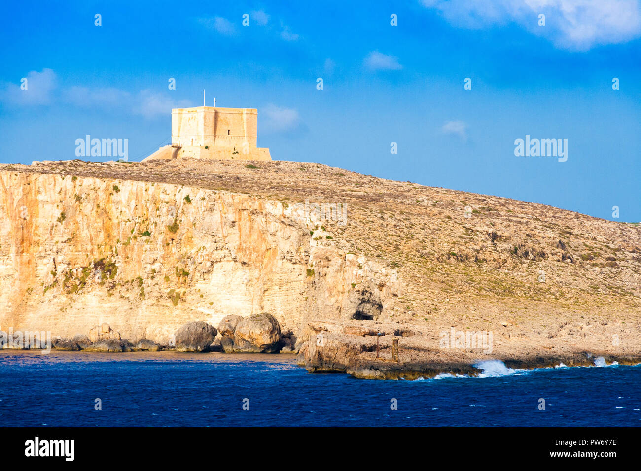 Saint Mary's Tower aka Comino Tower is a large bastioned watchtower in ...