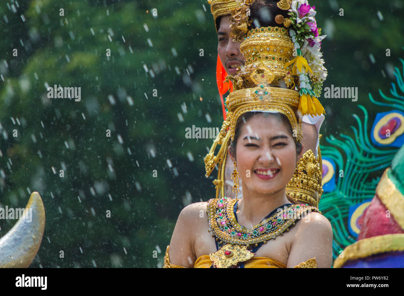 Chiang Rai, Thailand - April 13, 2018: Songkran festival at Suan Tung ...