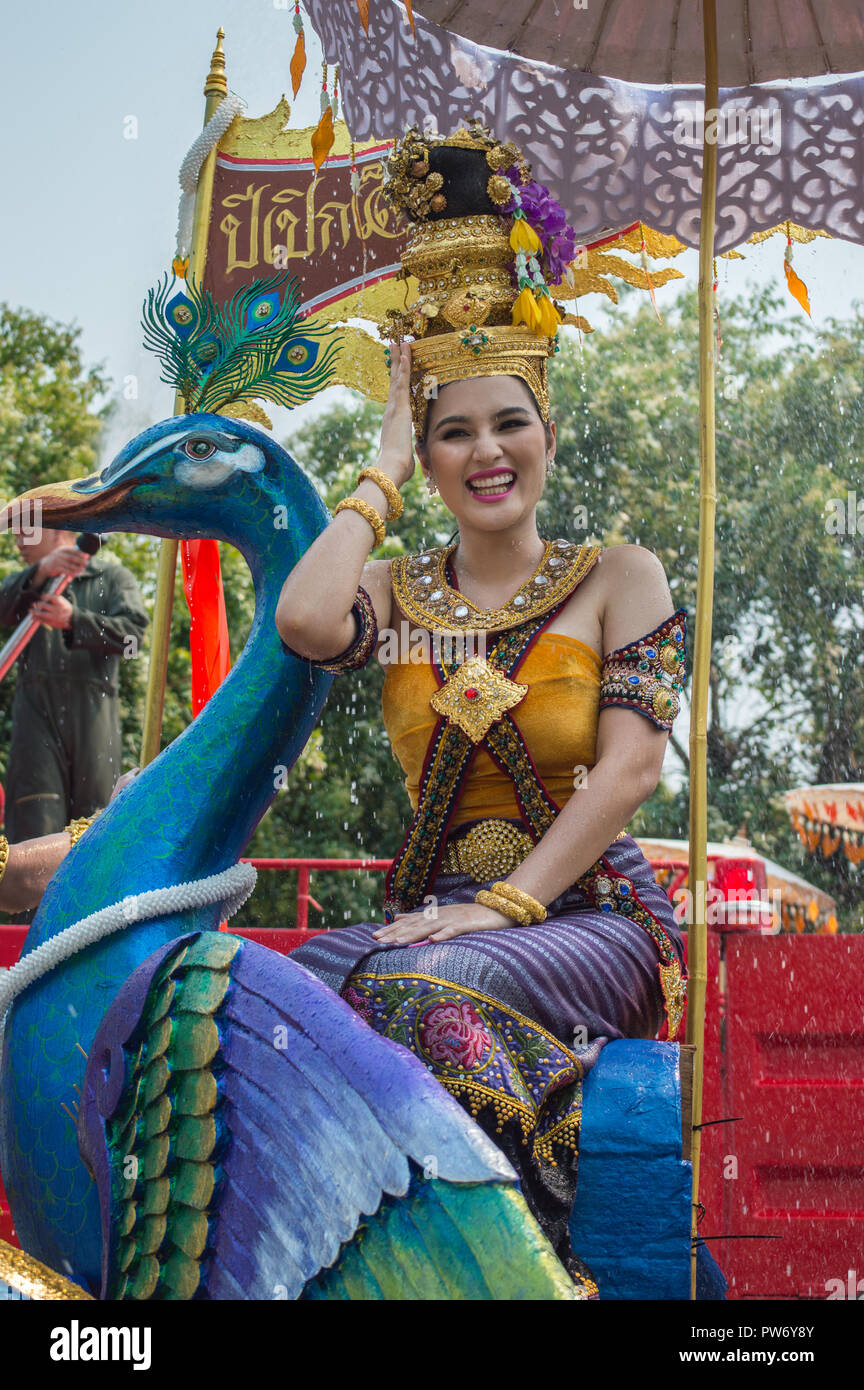 Chiang Rai, Thailand - April 13, 2018: Songkran festival at Suan Tung ...