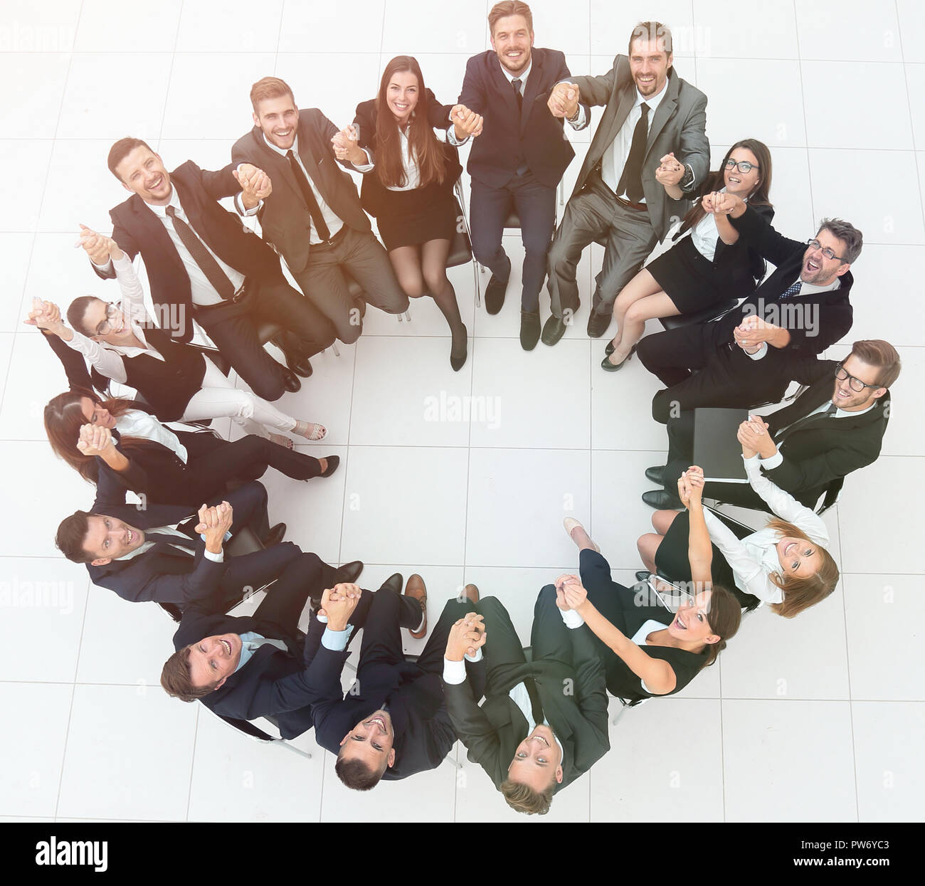 concept of team building .large successful business team sitting in a ...