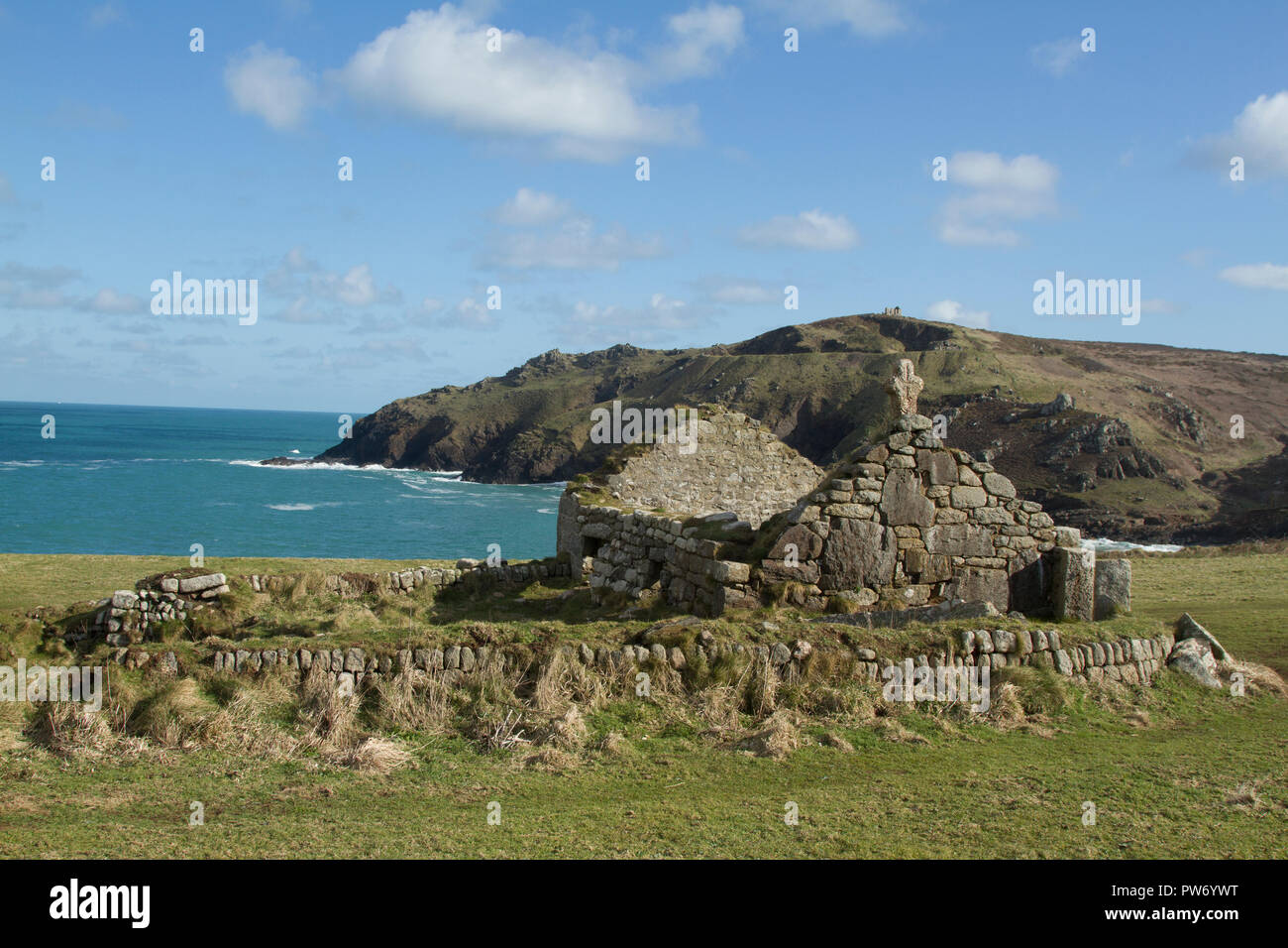 St Helen's Oratory ruined chapel Cape Cornwall St Just Cornwall UK ...