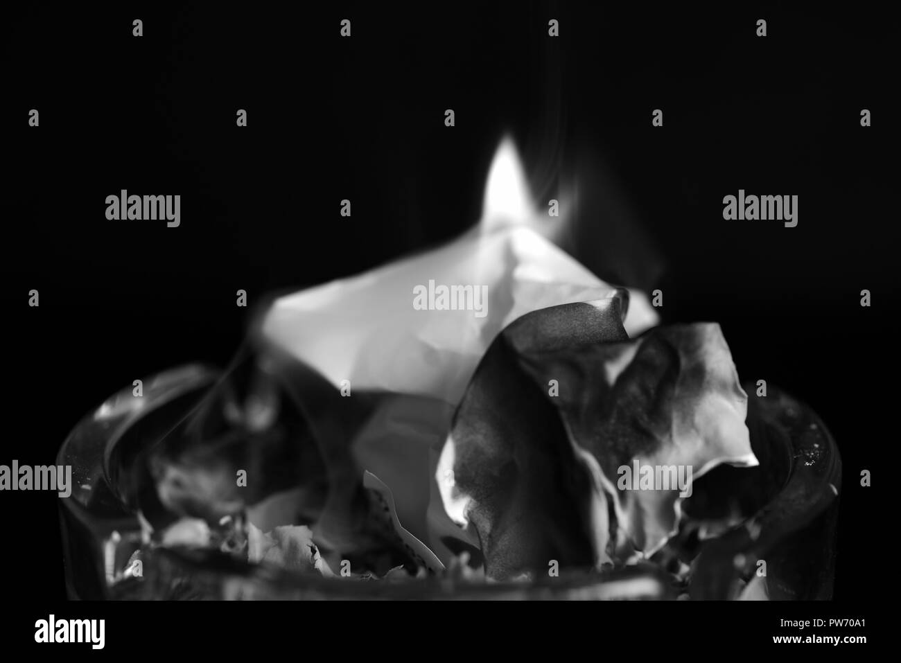 Fire burning paper hot background Black and White Stock Photos & Images ...
