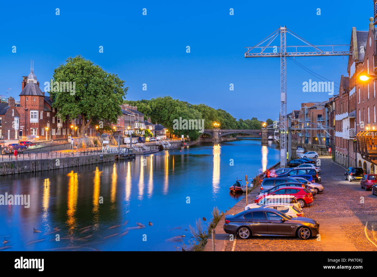 York cityscape along river ouse sunset dusk, York Yorkshire England UK ...