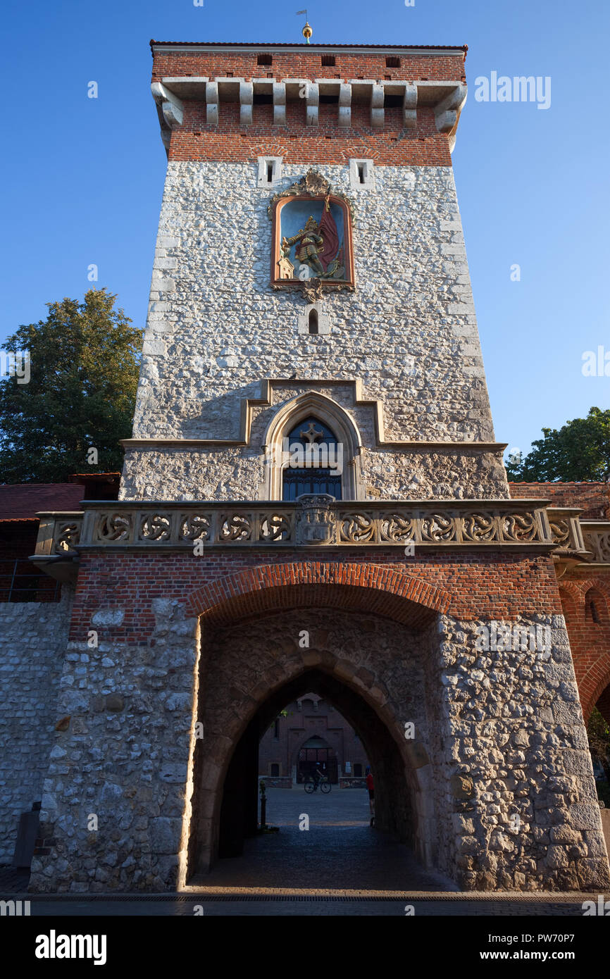 St. Florian Gate in Krakow, Poland, medieval Gothic tower in the Old ...
