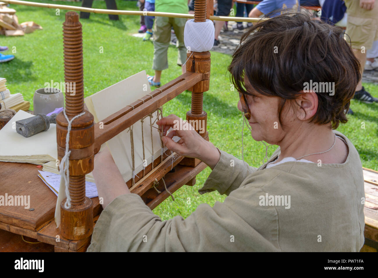 Bellinzona, Switzerland - 27 May 2018: bookbinder at the medieval ...