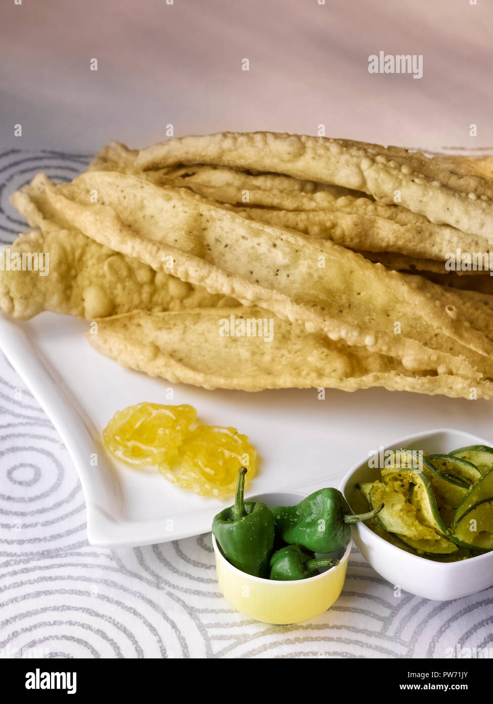 INDIAN SAVOURY MADE FROM FRIED GRAM FLOOR CALLED FAFDA GANTHIA WITH ...