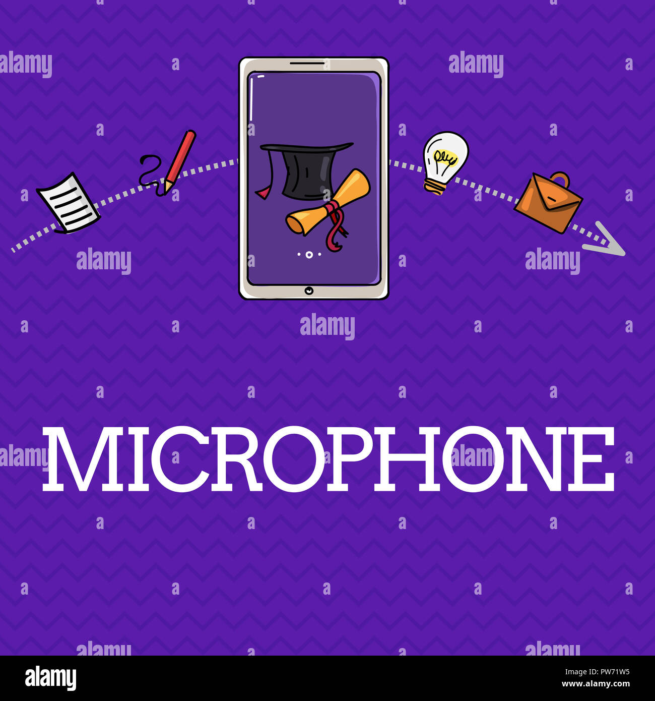 Handwriting text Microphone. Concept meaning Instrument for converting ...