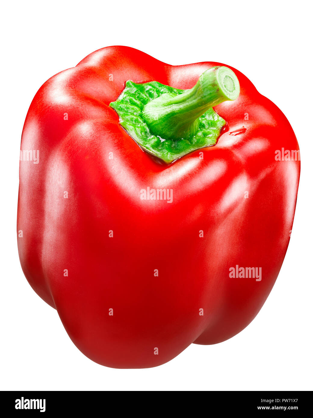Red Bell Pepper (Capsicum annuum fruit), whole pod, California Wonder ...