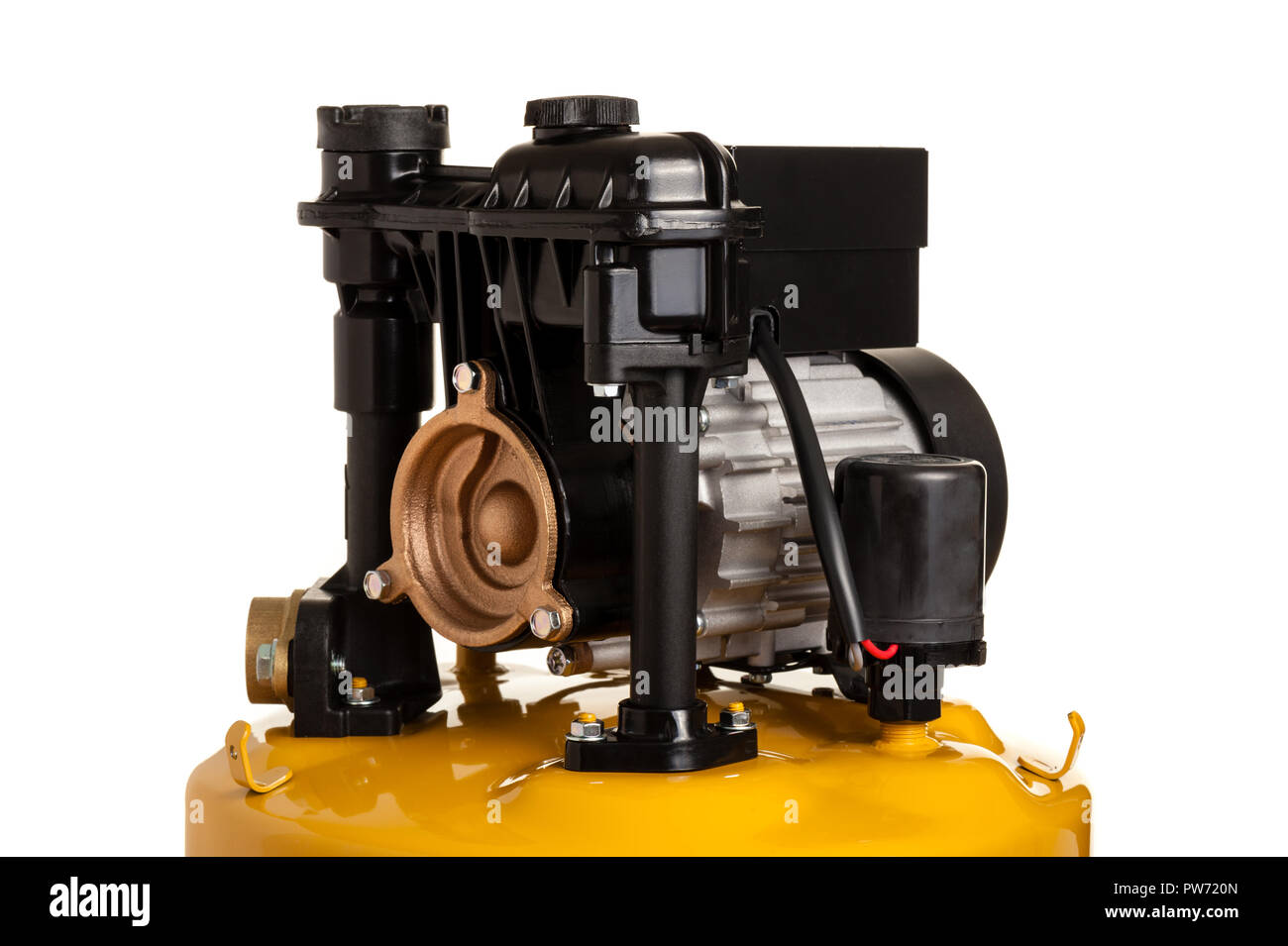 closeup details of automatic water pump isolated over white background ...