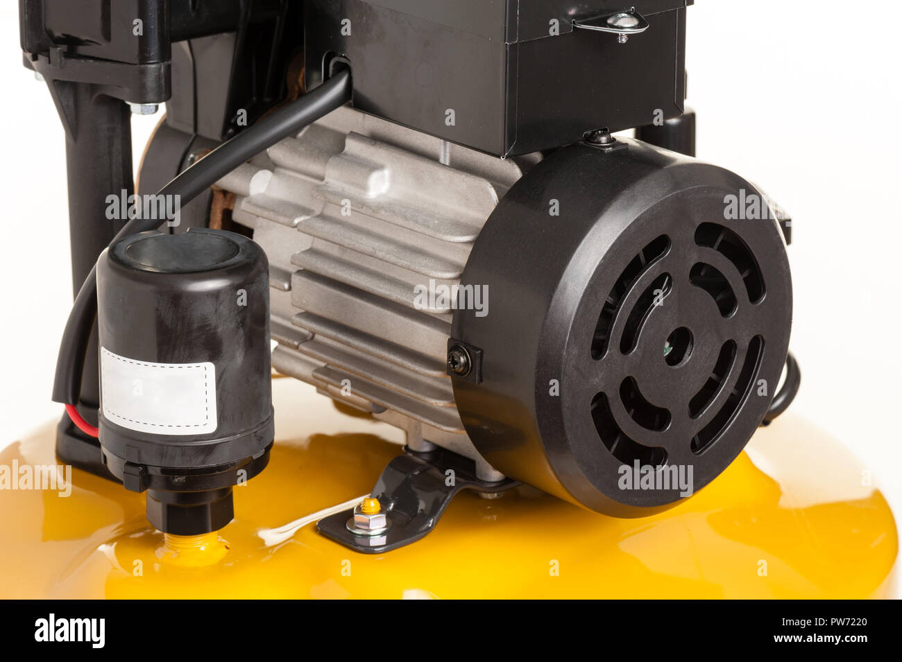 closeup details of automatic water pump isolated over white background ...