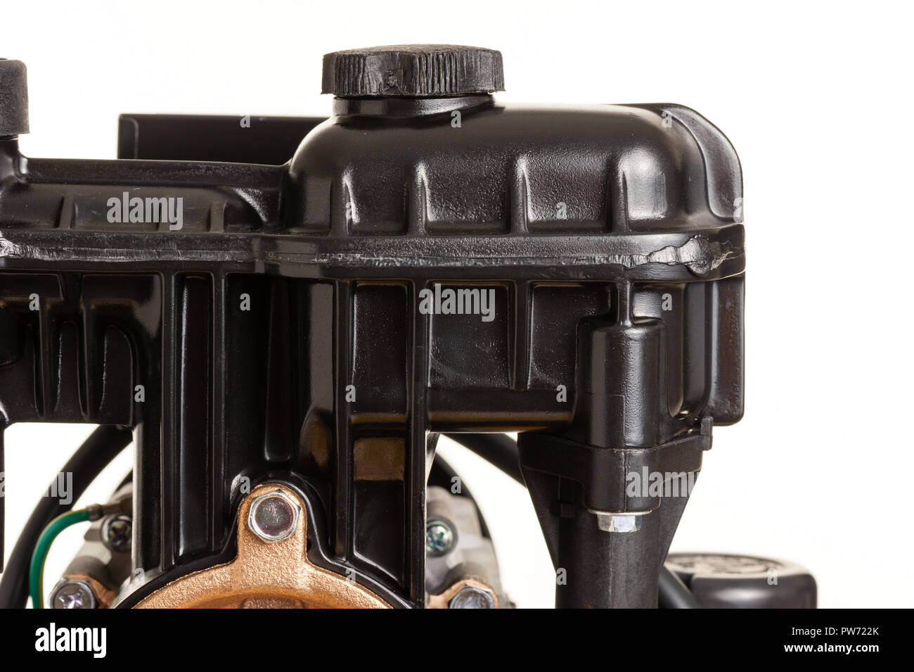 closeup details of automatic water pump isolated over white background ...