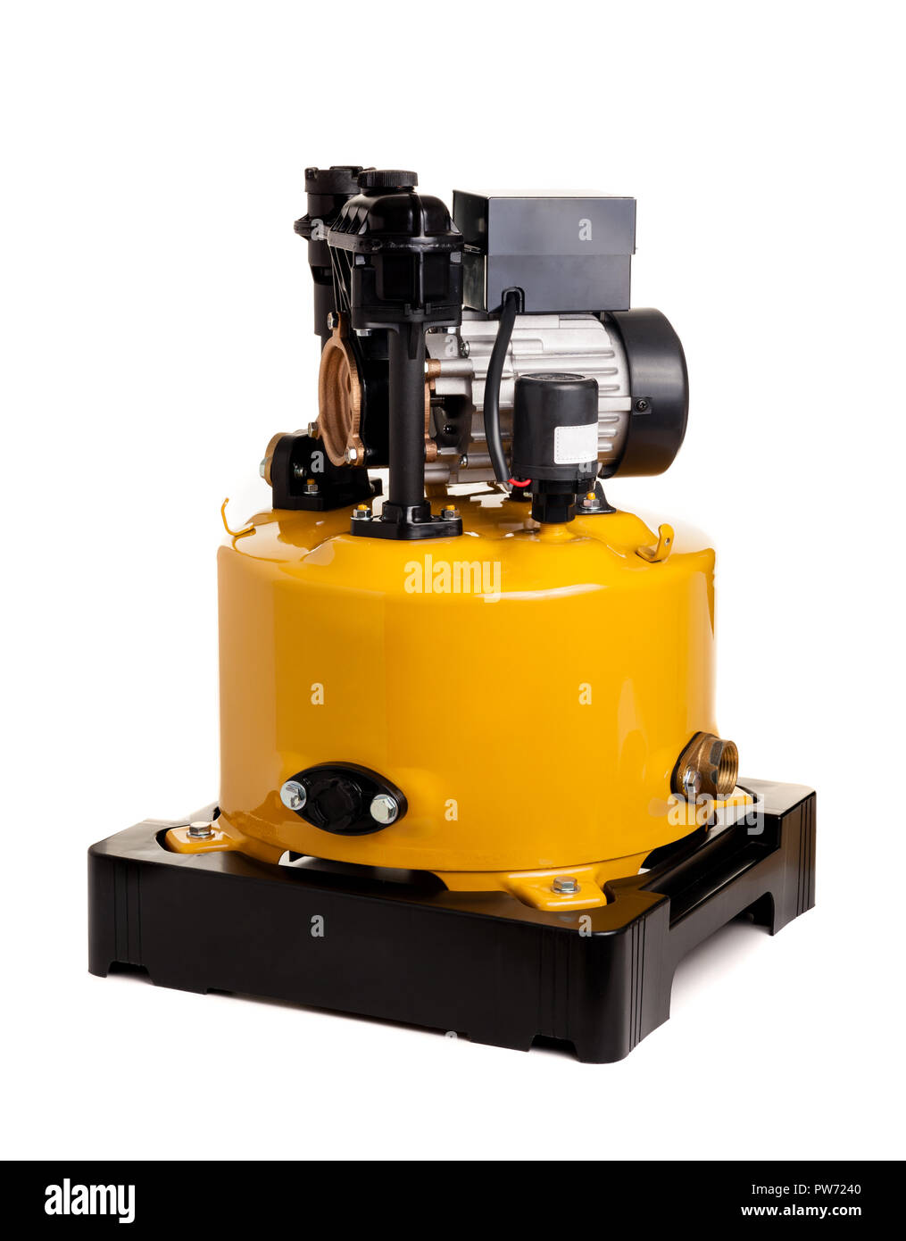 Yellow automatic water pump isolated over white background Stock Photo ...