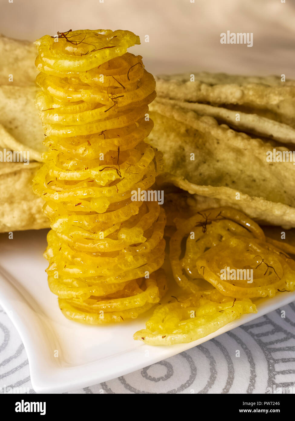 INDIAN SAVOURY MADE FROM FRIED GRAM FLOOR CALLED FAFDA GANTHIA WITH ...