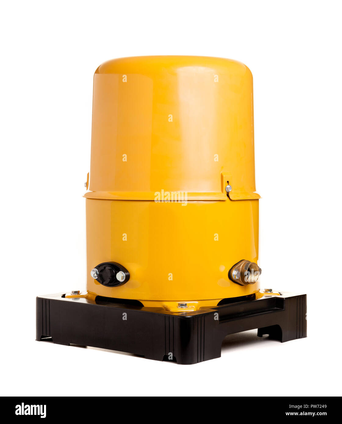 Yellow automatic water pump isolated over white background Stock Photo ...