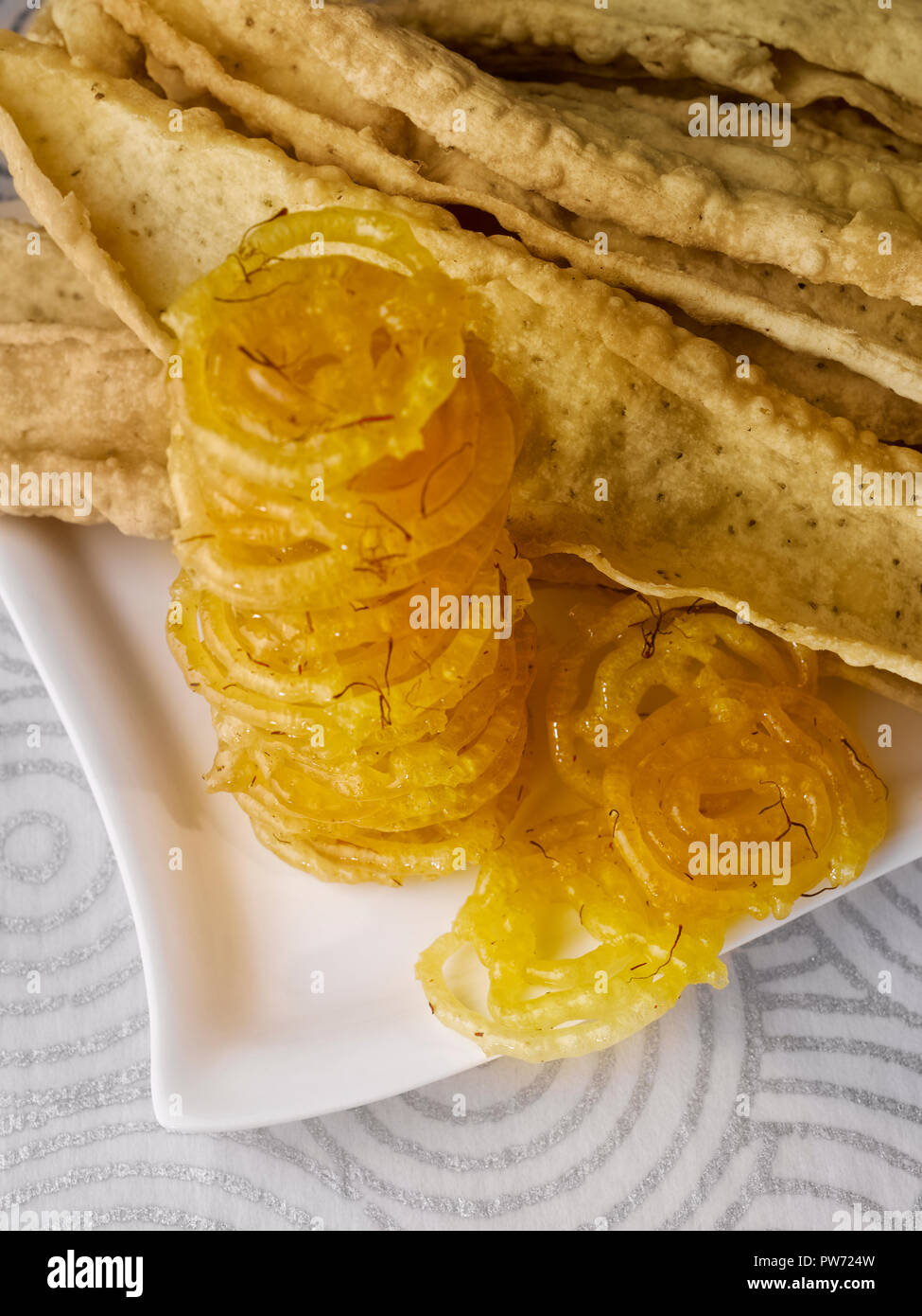 INDIAN SAVOURY MADE FROM FRIED GRAM FLOOR CALLED FAFDA GANTHIA WITH ...