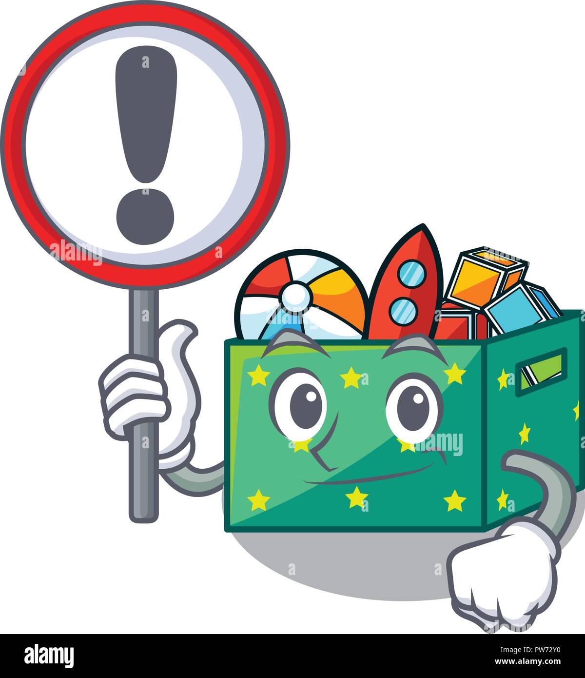 With sign character wooden box of kids toys Stock Vector Image & Art ...