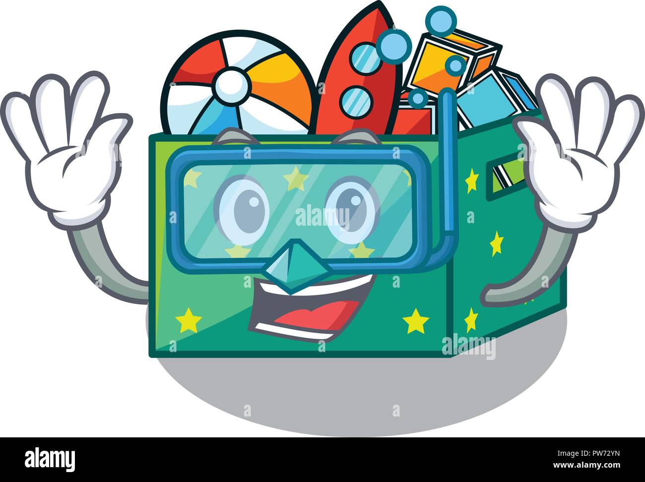 Diving cartoon toy boxes in a bedroom Stock Vector Image & Art - Alamy