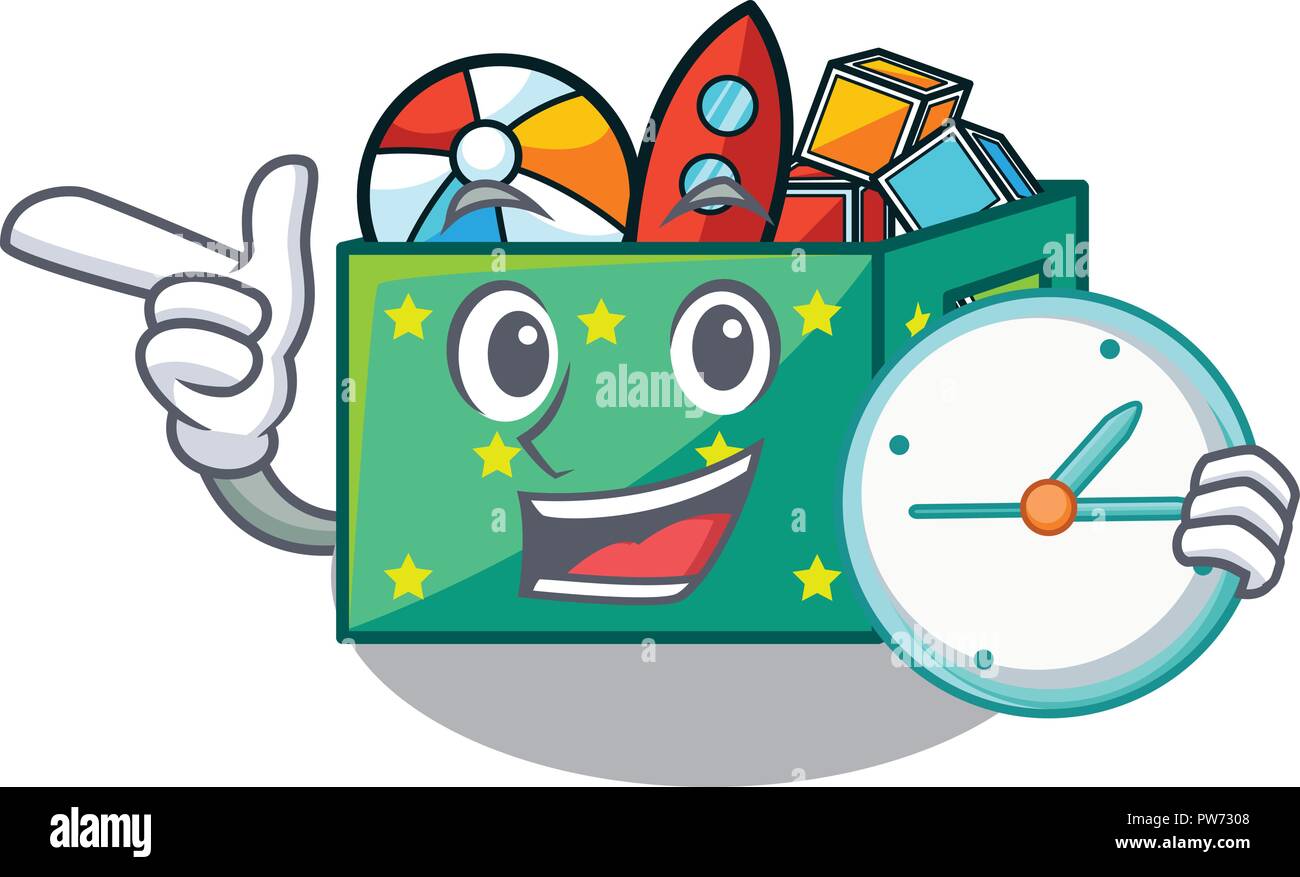 With clock cartoon toy boxes in a bedroom Stock Vector Image & Art - Alamy