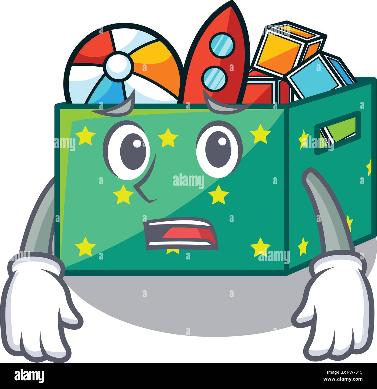 Afraid kids toys in the cartoon box Stock Vector Image & Art - Alamy