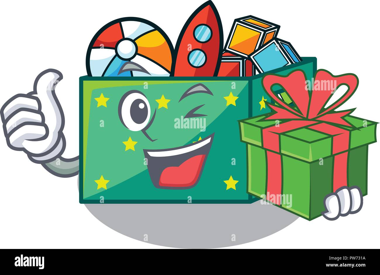 With gift kids toys in the cartoon box Stock Vector Image & Art - Alamy