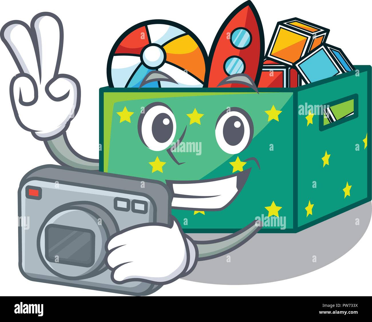 Photographer kids toys in the cartoon box Stock Vector Image & Art - Alamy