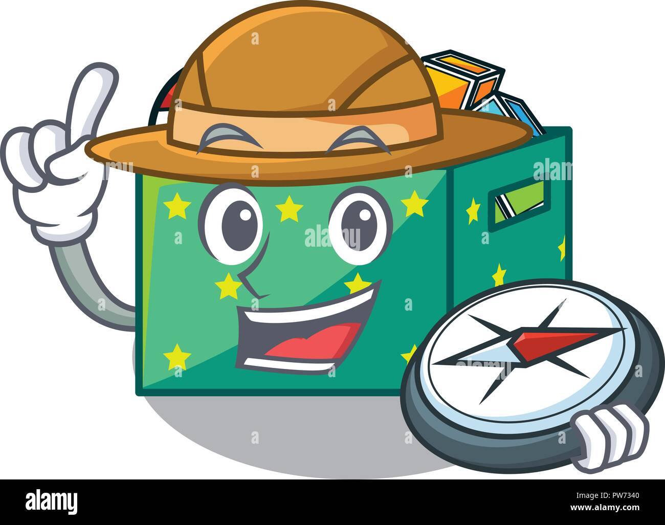 Explorer kids toys in the cartoon box Stock Vector Image & Art - Alamy
