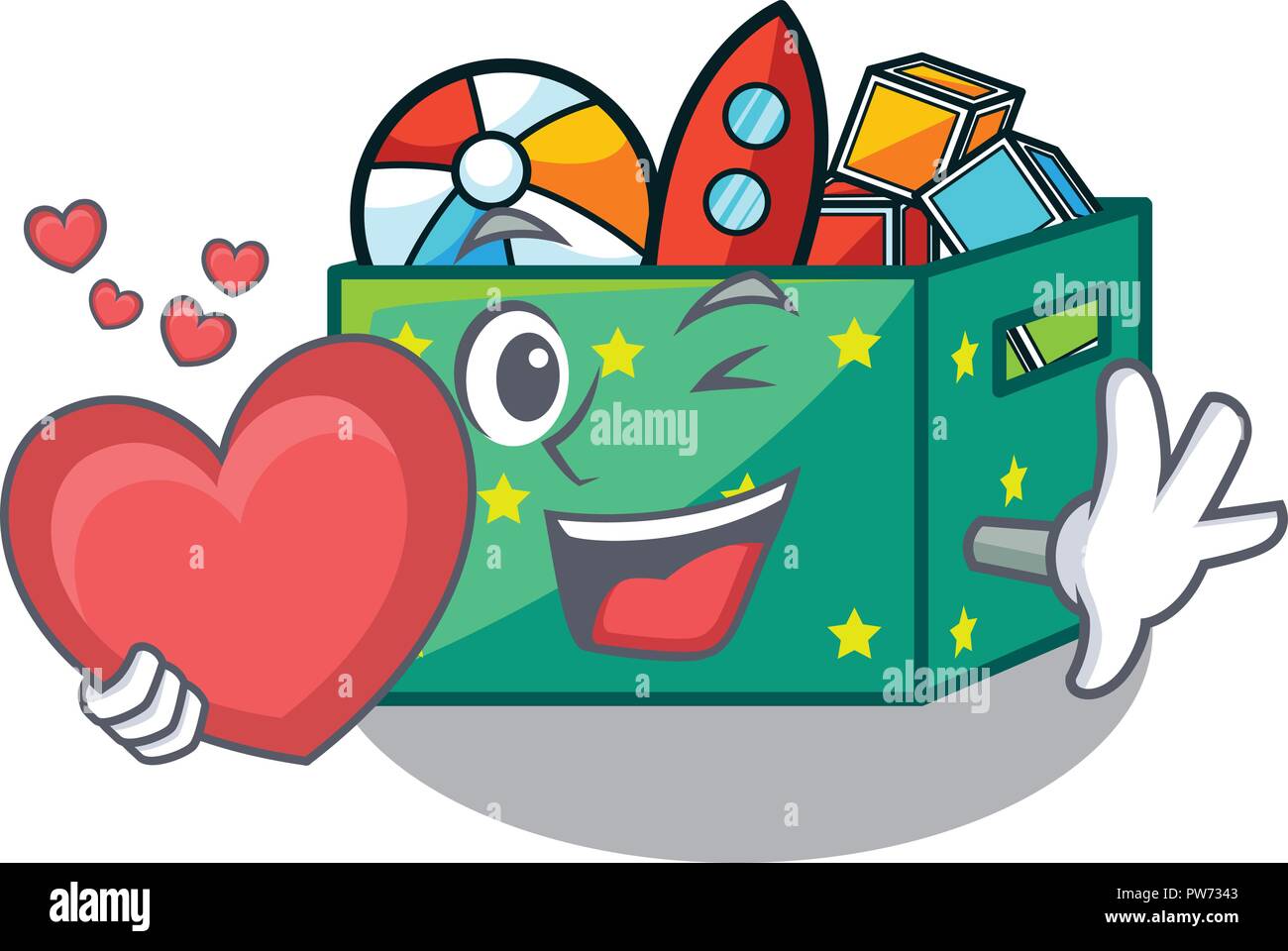 With heart kids toys in the cartoon box Stock Vector Image & Art - Alamy