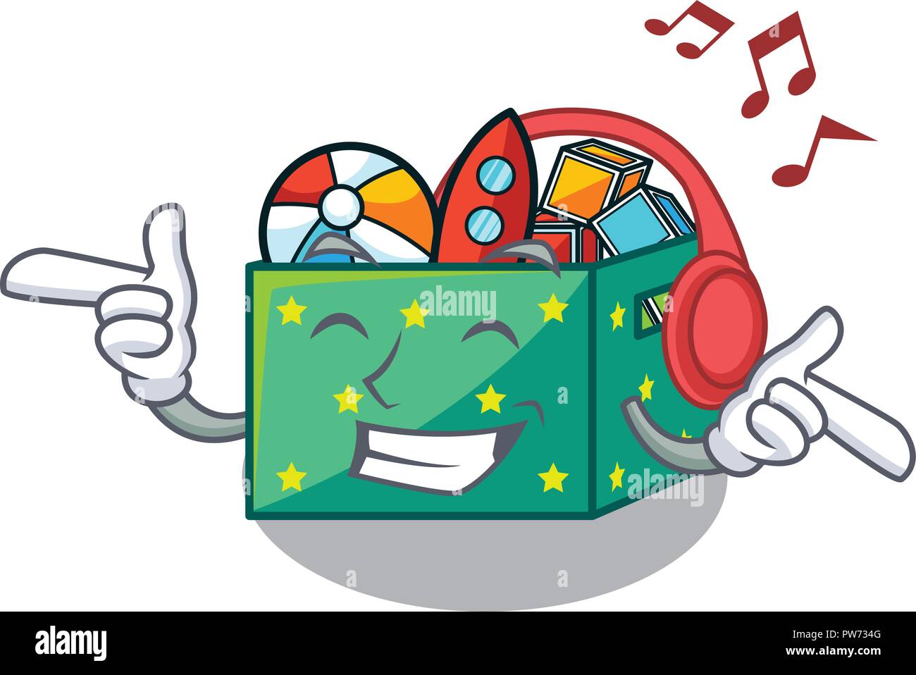 Listening music kids toys in the cartoon box Stock Vector Image & Art ...
