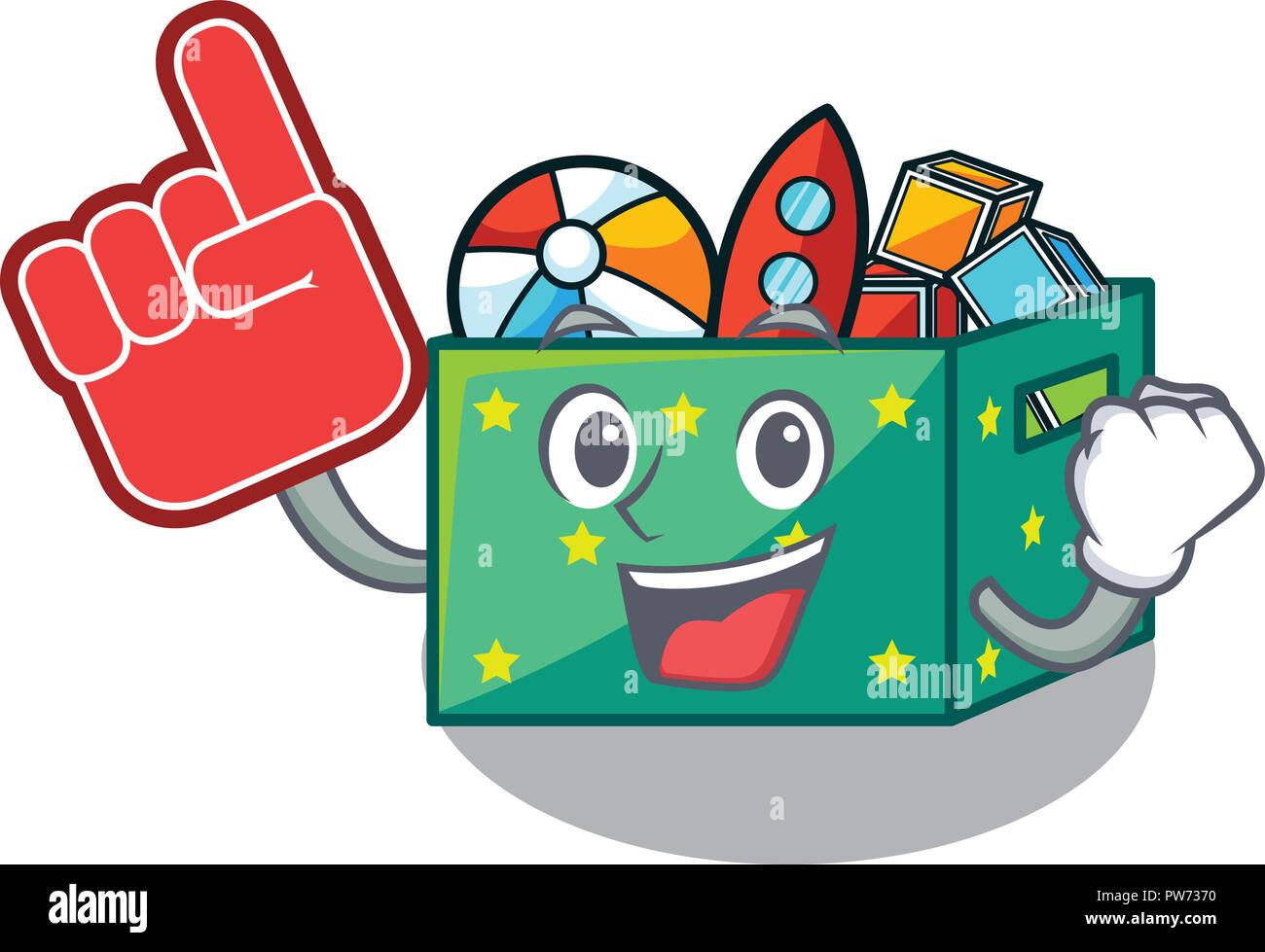 Foam finger children toy boxes isolated on mascot Stock Vector Image ...