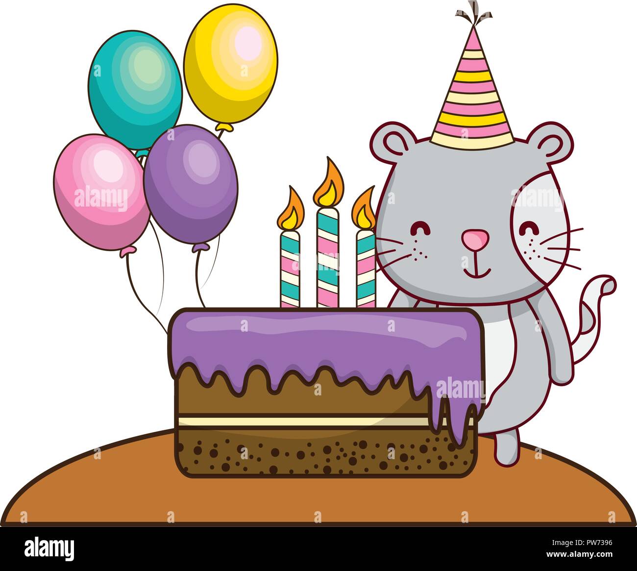 Happy birthday cute animal Stock Vector Image & Art - Alamy