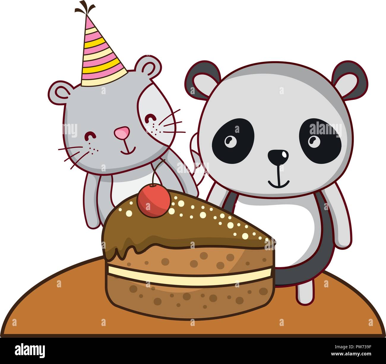 Happy birthday cute animals Stock Vector Image & Art - Alamy