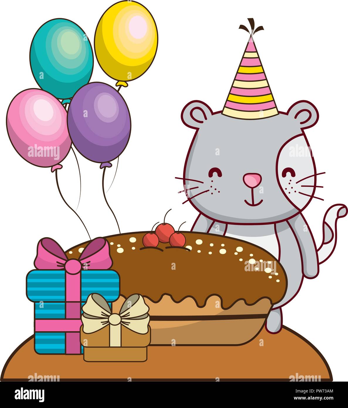Happy birthday cute animal Stock Vector Image & Art - Alamy