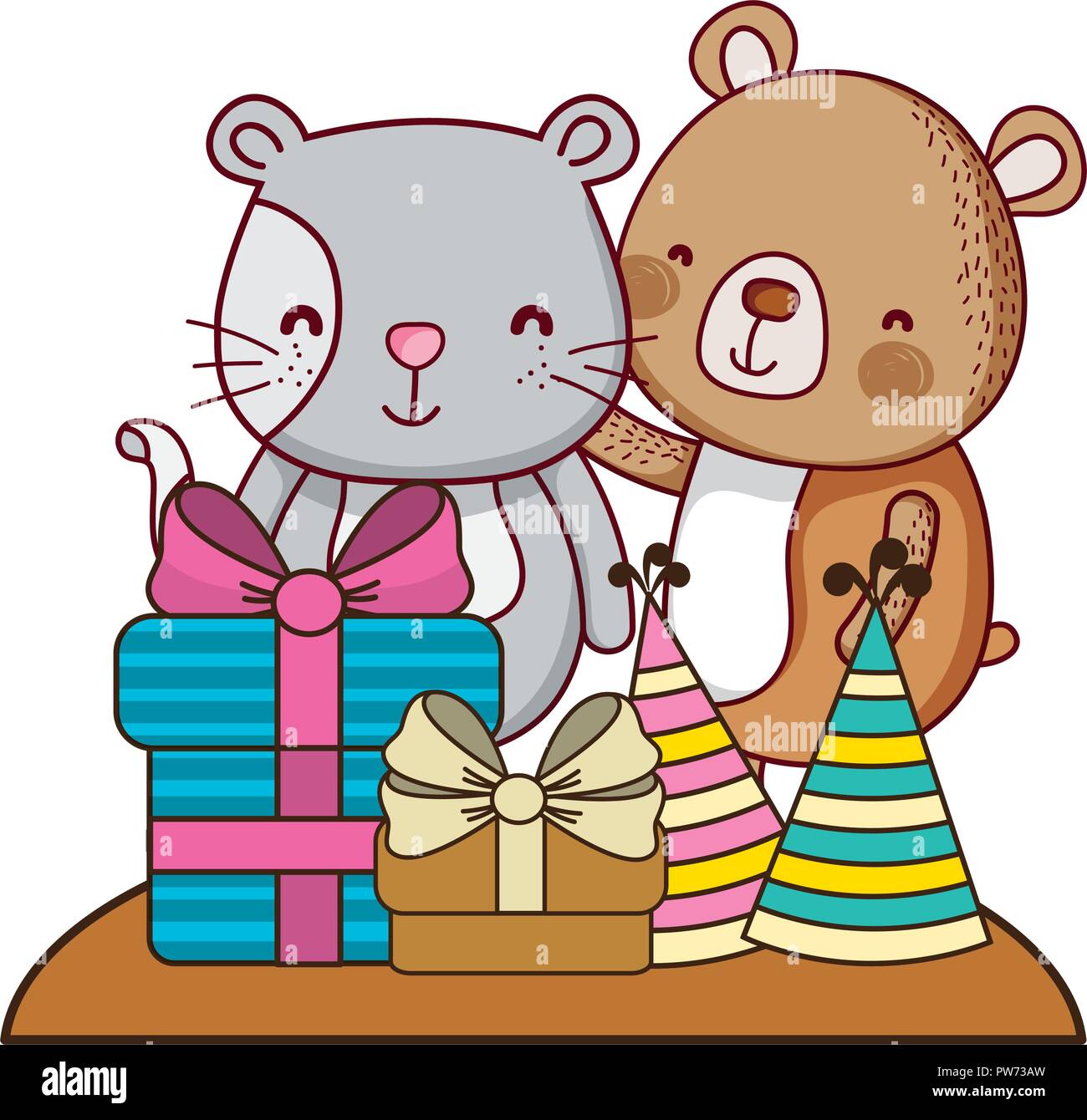 Happy birthday cute animals Stock Vector Image & Art - Alamy