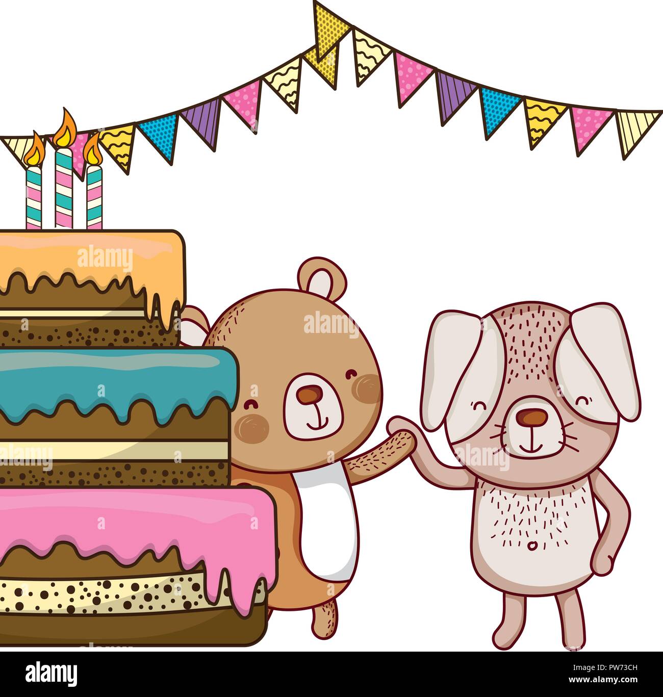 Happy birthday cute animals Stock Vector Image & Art - Alamy